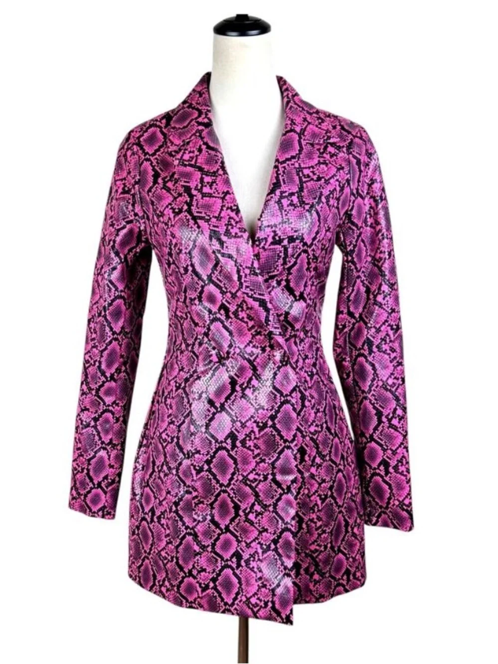superdown | Jackets & Coats | Pink Snake Print Long Blazer Dress | Poshmark